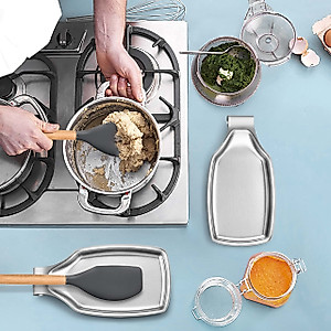 Stainless Steel Spoon Rest for Kitchen Stove Top, Herogo Large Cooking Utensil Spatula Ladle Holder with Square Bottom, Kitchen Accessories for Kitchen Countertop, Heavy Duty, Dishwasher Safe
