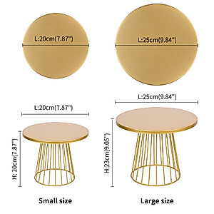 Sunormi Maygone 2pcs Modern Metal Gold Cake Stands Plate Set with Geometric Base Cupcake Stand Dessert Display Stands for Parties Table Decoration(8",10")