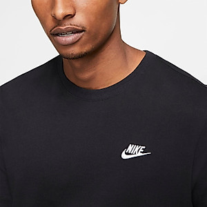 Men's Nike Sportswear Club T-Shirt, Nike Shirt for Men with Classic Fit, Black/White, XS