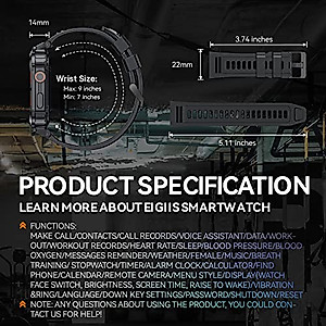 Military Smart Watches for Men Bluetooth Call 1.96" HD Big Screen Rugged Smartwatch Compatible with iPhone Android Phone 100+ Sports Modes Fitness Tracker Heart Rate Sleep Monitor Tactical Watch