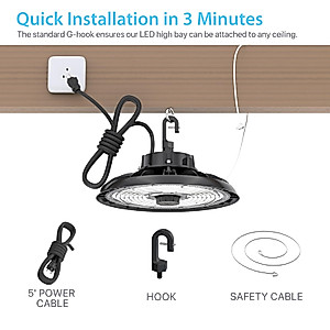 HYPERLITE 150W Smart High Bay LED Shop Lights 2pack, 140LM/W 5000K LED High Bay Lights with 1pack Remote Control & 2pack Motion Sensor, 120-277V High Bay LED Lighting for Garage Workshop Gym