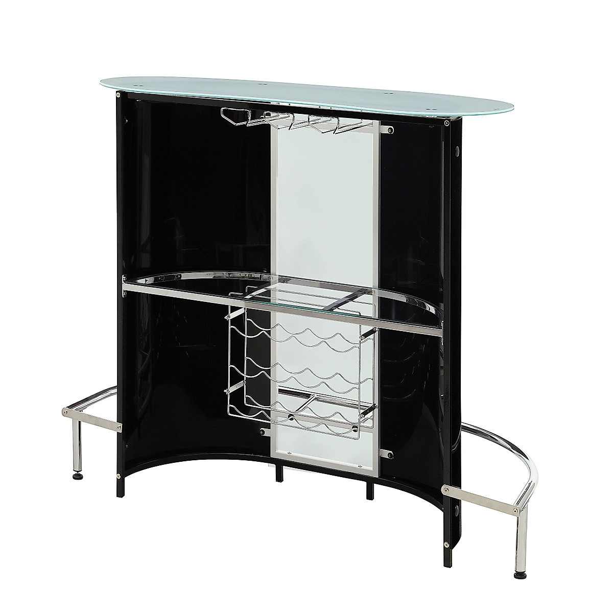 Coaster Home Furnishings Lacewing 1-Shelf Bar Unit Glossy Black and White