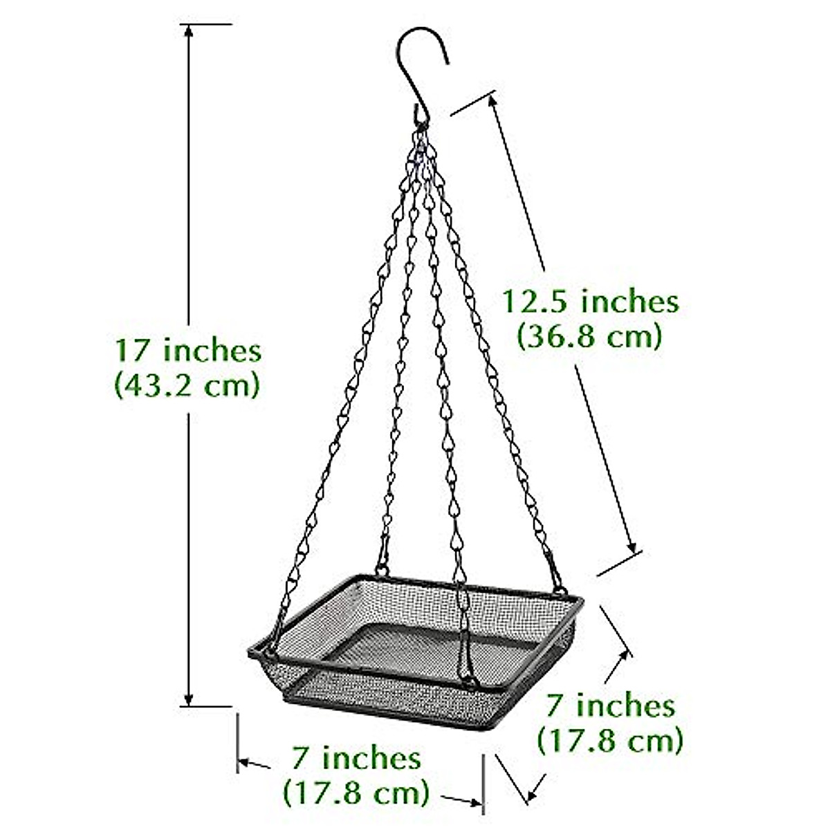 Gray Bunny Hanging Bird Feeder Tray 2 Pack | Durable Steel Hanging Platform Birdfeeder Dish with 7 x 7 in Tray