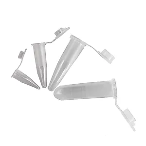 LAMPPE 4 Size 0.2ml 0.5ml 1.5ml 2ml Microcentrifuge Tube Graduated Holder Vial Tiny Container with Snap Cap, Clear EP Tube for Tiny Seeds Scre Storage Sample Tube (100 in Total)