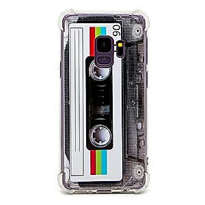 FAteamll Case for Galaxy S9,with Reinforced Corners TPU Soft Bumper Retro Cassette Tape Case Compatible with Samsung Galaxy S9