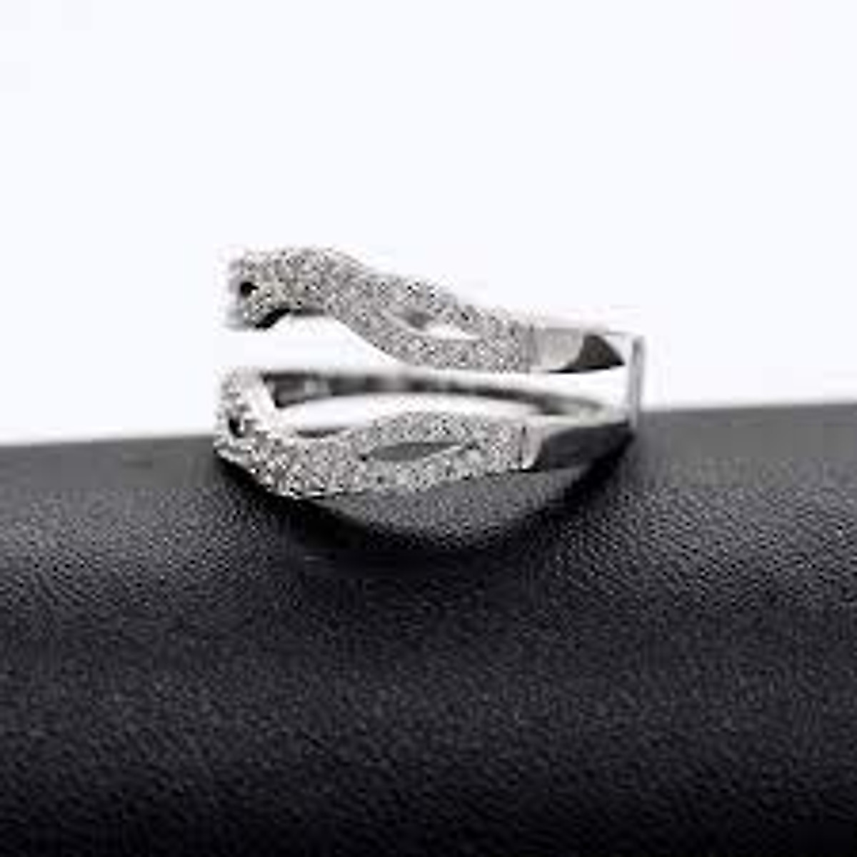 Uloveido 925 Sterling Silver Infinity Wedding Ring Guard Enhancer Double Band Engagement with Cubic Zirconia (Size 7.75)