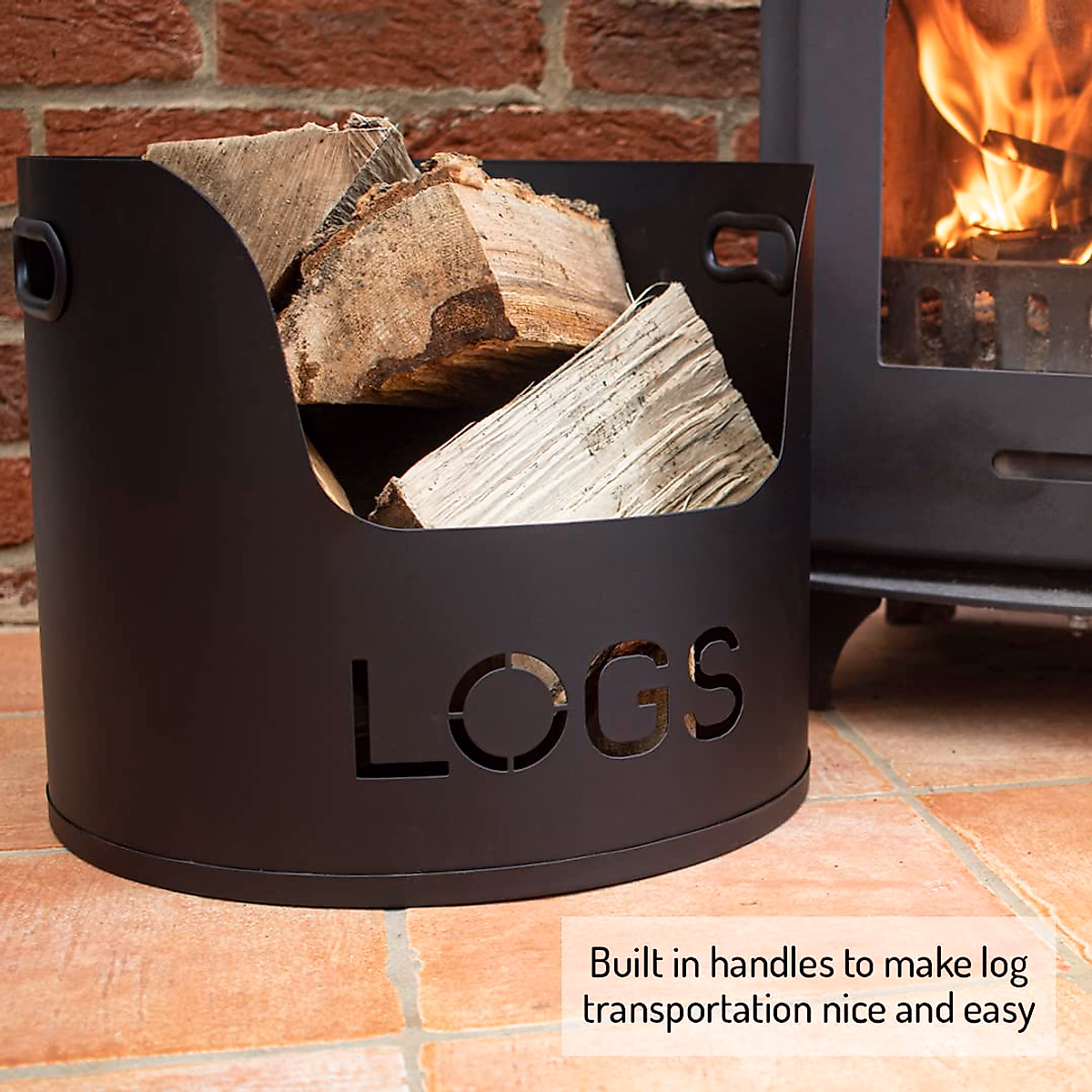 Valiant 3-Piece Fireside Metal Storage Set Black