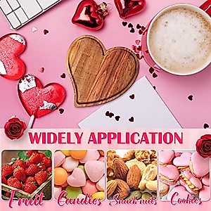 2 Pcs Heart Shape Wooden Serving Tray Plate Romantic Wedding Wooden Plate Sweetheart Table Serving Platter for Valentine Day Mother's Day DIY Unique Food Cake Snack Fruit Nuts, 9.84 x 9.84 x 0.79 Inch