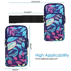 WATACHE Sports Arm Bag, Universal Unisex Armbands Exercise Workout Running Gym Armbands Phone Holder Pouch Case with Earphone Hole for iPhone, Samsung Galaxy and LG,#2Blue