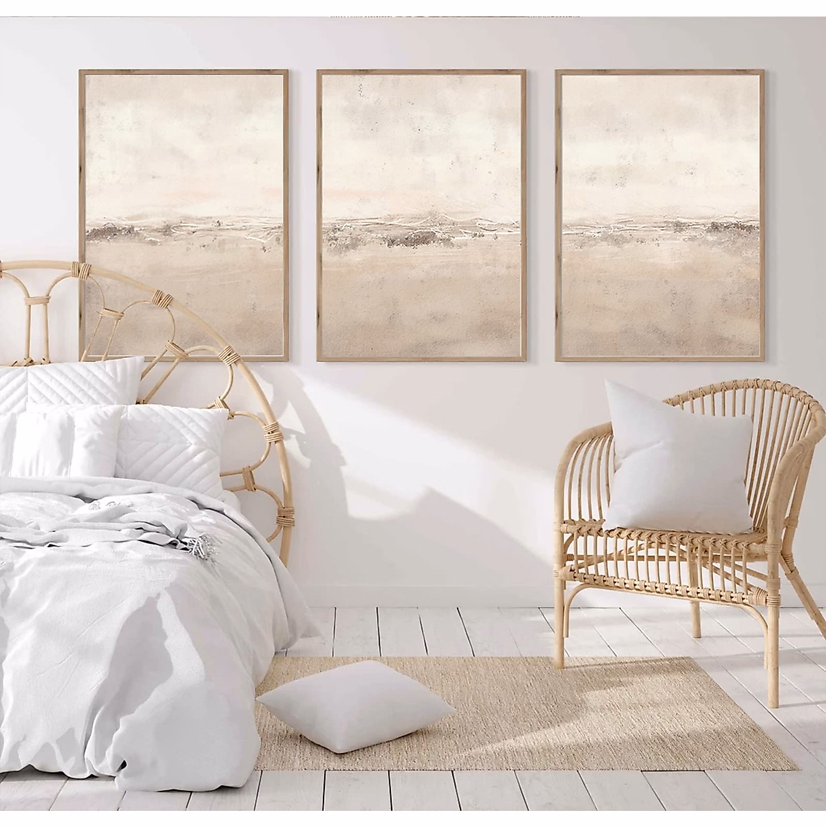 Baccone Beige Abstract Wall Art Set of 3 Neutral Canvas Wall Art Prints Boho Abstract Picture Modern Abstract Art Wall Decor Minimalist Artwork for Living Room Beroom Decor 16x24 Inch UNFRAMED