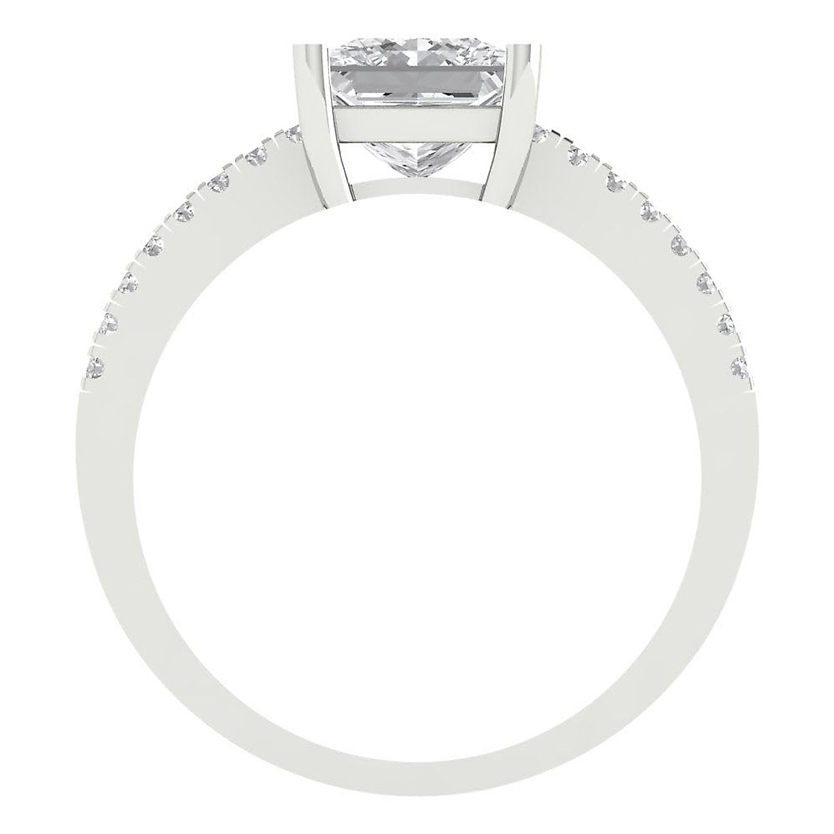 Clara Pucci 1.6ct Princess Cut Solitaire Stunning Moissanite Proposal Designer Wedding Bridal art deco Anniversary Ring 14k White Gold 9