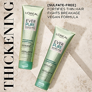 L’Oréal Paris Thickening Sulfate Free Conditioner, Thickens + Strengthens Thin, Fragile Hair, Hair Care with Rosemary Leaf, EverPure, 8.5 Fl Oz (Packaging May Vary)