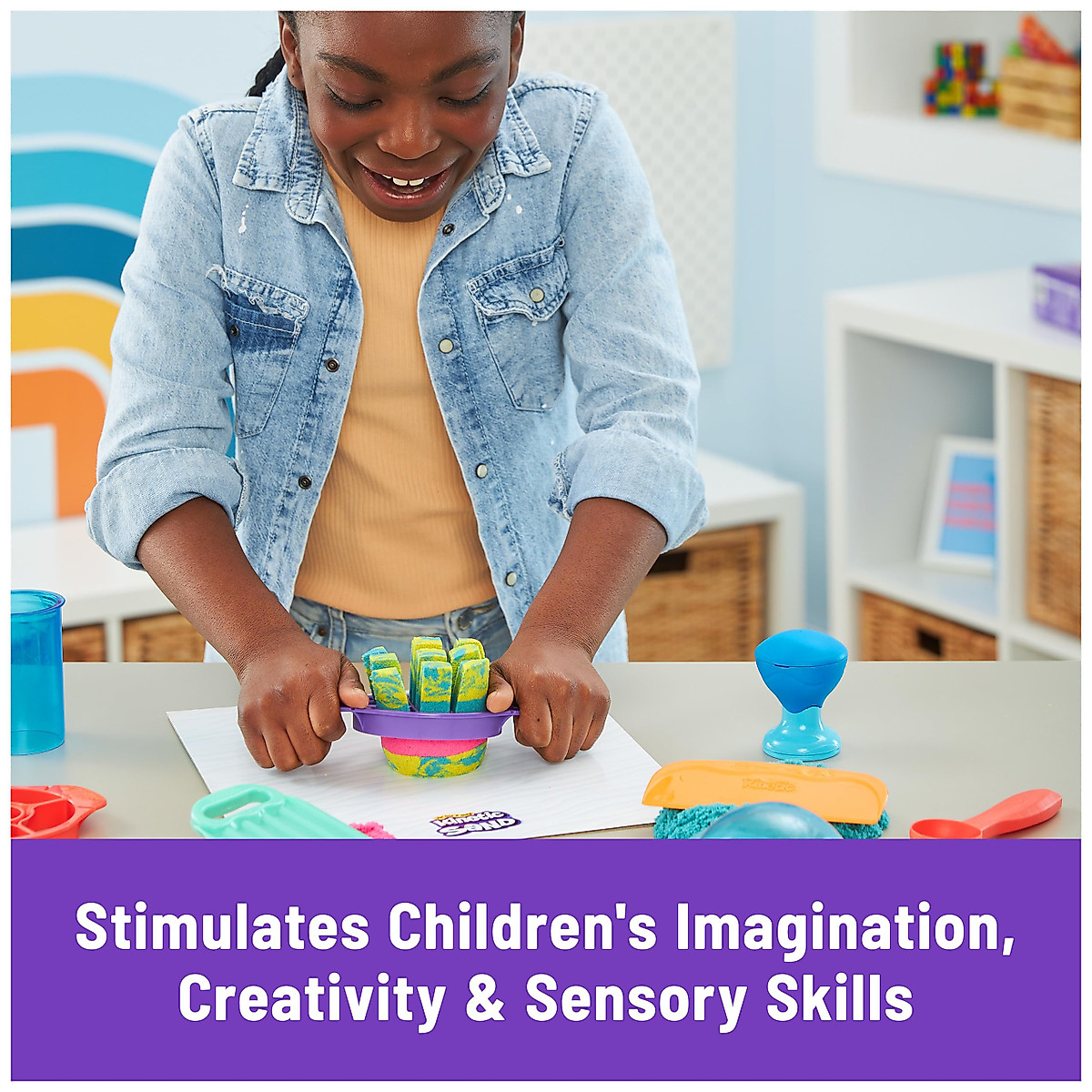 Kinetic Sand, Ultimate Sandisfying Set with 2lbs Play Sand (Pink, Yellow & Teal), 10 Tools & Molds, Sensory Toys for Kids Ages 7 and up