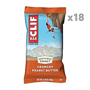 Clif Bar - Crunchy Peanut Butter - Made with Organic Oats - 11g Protein - Non-GMO - Plant Based - Energy Bars - 2.4 oz. (18 Pack)