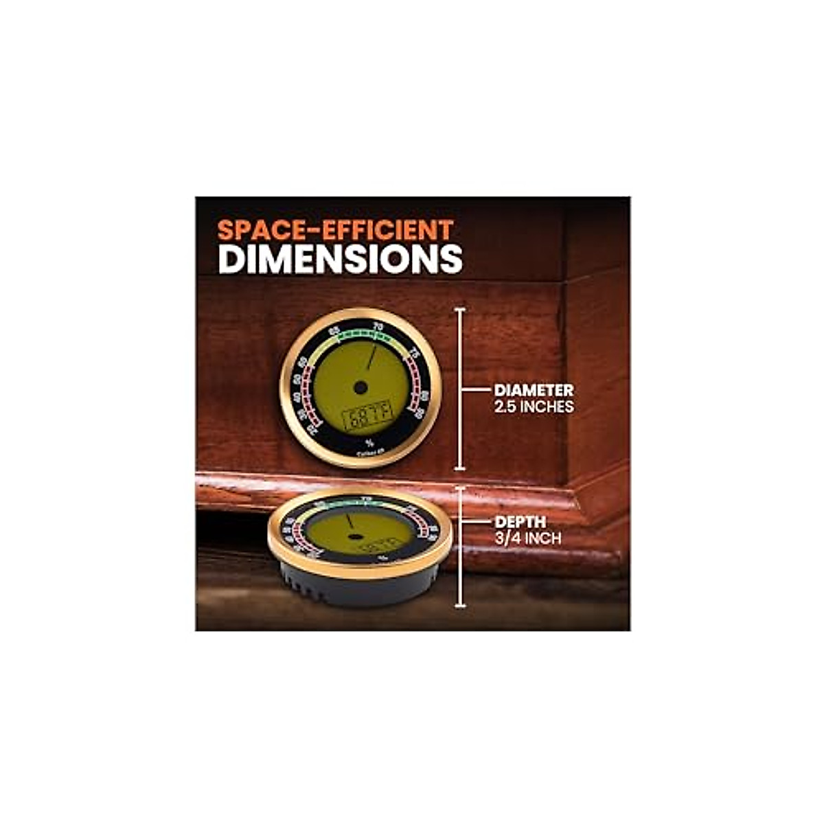 Oasis Digital/Analog Look Hygrometer and Humidity Sensor - High Precision Temperature and Humidity Monitor with Reliable Accuracy, Ideal for Care and Maintenance of Various Storage Environments