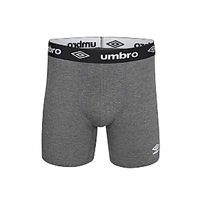 Umbro Men's Standard Cotton Boxer Briefs, Red/Light Grey/Black, X-Large
