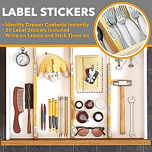 SpaceAid Bamboo Drawer Dividers with Labels, Kitchen Adjustable Drawer Organizers, Expandable Organization for Home, Office, Dressers and Bathroom, 6 Dividers (13.25-17 in)