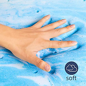 Opoiar 2 Inch Cooling Gel Memory Foam Mattress Topper in a Box, Medium Firm Mattress Topper for Pressure Relief & Temperature Regulation,CertiPUR-US Certified, Blue&White (Twin)