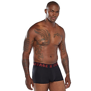 Savage X Fenty, Men's, Savage X Trunks, Logo elastic waistband, Front contour pouch, Cotton, Caviar, M