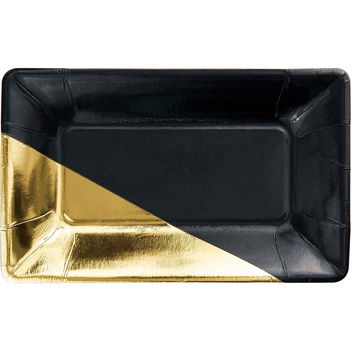Elise Black and Gold Foil Rectangular Paper Plates, 24 ct