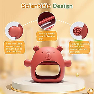 Silicone Teething Toys for Babies 3-6 Months - 3 Pack Never Drop Teething Mittens for Infants 6-12 Months, Mushroom Penguin Hand Teethers, Baby Chew Toys for Sucking Needs - Dishwasher Safe