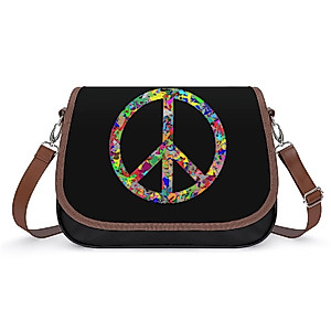 FunnyStar Peace Sign Women's PU Leather Purses Soft Crossbody Bag Shoulder Handbags