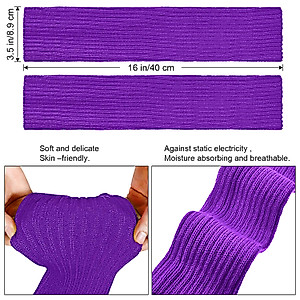 SATINIOR 80s Leg Warmers Set for Women Neon Workout Outfit, 80s Costumes Accessories Leg Warmers Running Headband Wristbands for Girls Party (Purple)
