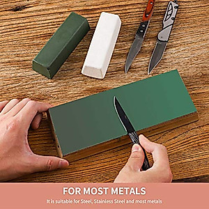Angerstone Polishing Compound Set- Green White Buffing Compound(2-Pack, Total 10 Oz)- Leather Strop & Sharpening Stropping Compound Bar