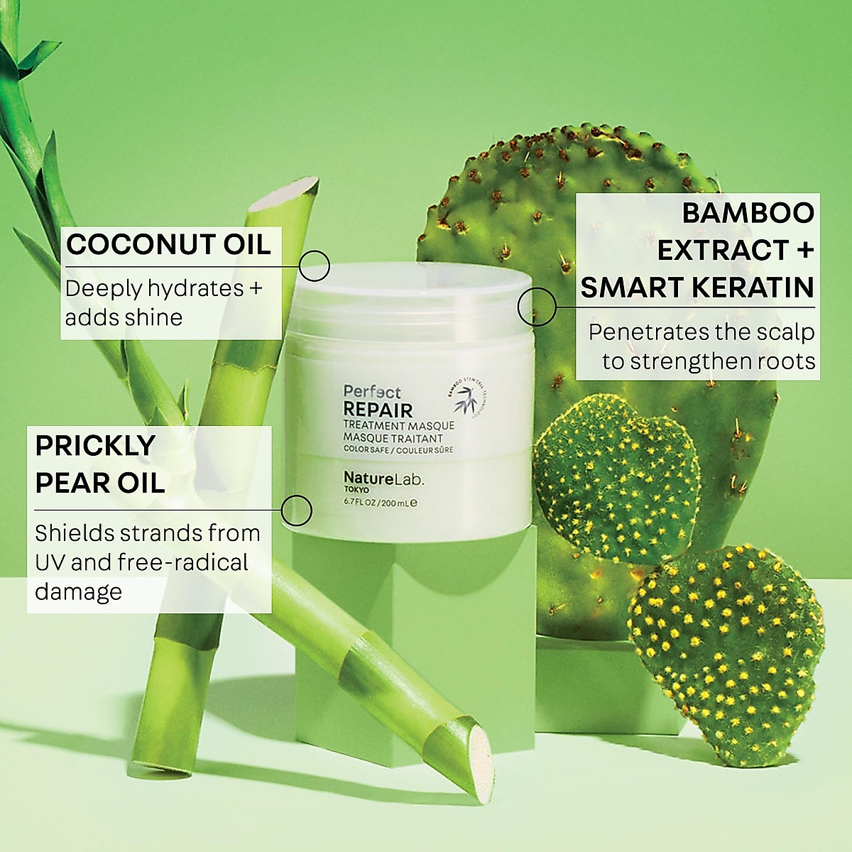 NATURELAB. TOKYO Perfect Repair Treatment Masque: Heat and Color Protection, Hair Mask Treatment to Strengthen and Repair Dull, Damaged, Brittle Hair I 6.7 FL OZ / 200ml