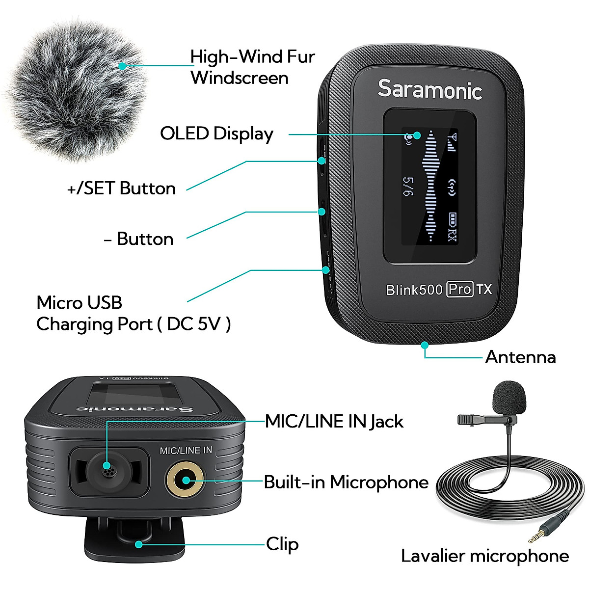 Wireless Handheld Microphone Holder, Saramonic Blink500 PRO HM Mic Stand for Blink500 PRO B1/B2/B3/B4/B5/B6 Transmitter Interview, Report Film, Stage, Speaker, Amplifier, Mixer, iPhone, Camera, Laptop