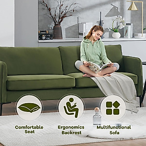 Linyuanwai Velvet Loveseat Sofa, 50" Modern 2 Seaters Couch Comfy Upholstered Love Seat with 2 Pillows Metal Legs for Livingroom,Bedroom, Apartment,Small Space, Green
