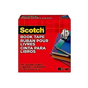Scotch Book Tape, 1.5 in x 540 in, 1 Roll/Pack, Excellent for Repairing, Reinforcing Protecting, and Covering (845-150)