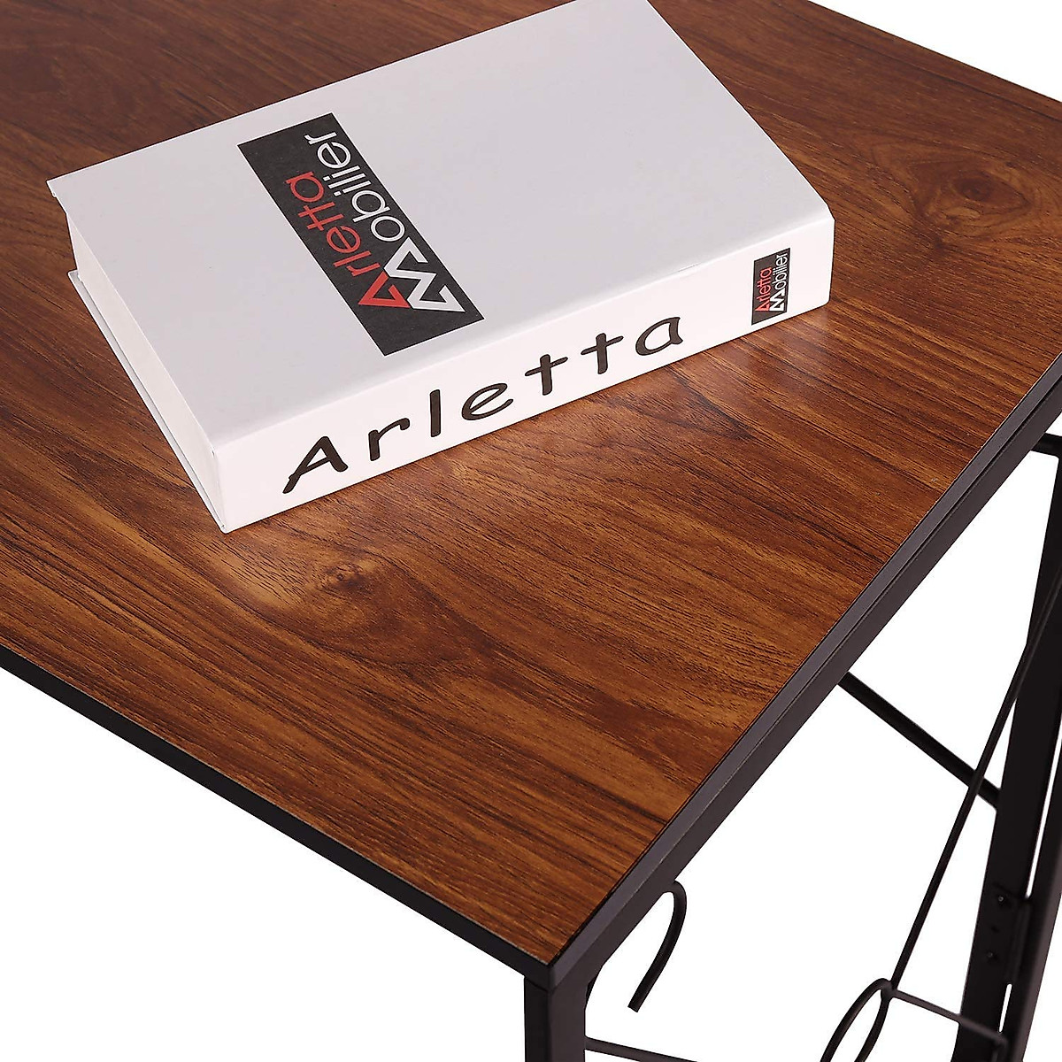 VECELO L Shaped Computer Corner Desk, 59’’x59’’ Large Industrial Home Office Workstation, Multi-Usage Long 2 Person Table, Easy Assembly/Saving Space, Steel Frame&Wooden Grain, Brown