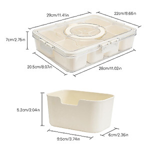 Divided Snackle Box platters with Lid and Handle, Snack Box Charcuterie Container for Portable Snack Platters, Travel Snack Container for Snacks, Fruits, Candy, Nuts - Perfect for parties, picnics