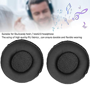 Headphone Ear Pads, Replacement Cotton Cushion Sponge Headset Earpads Earmuffs Foam Earbuds Cover for Skullcandy HESH/HESH 2.0(Black)