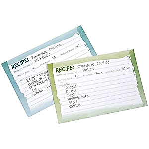 Juvale 60-Pack 4x6 Recipe Cards Double Sided, Colored Recipe Index Cards for Cooking and Kitchen Organization, Restaurants, Cafes, Diners, Watercolor Design, Bulk Pack
