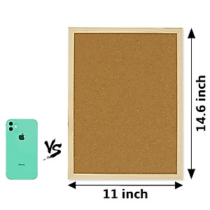 OWLKELA Cork Board 14.6"X 11", Notice Pin Board, Memo Board, Vision Board, Bulletin Board for Office, Classroom or Home, Mounting Hardware and Push Pins Included, Wooden Frame