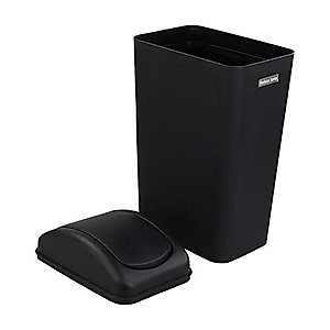 Cand 14 L Small Plastic Trash Can, Slim Swing Lid Trash Bins(Black)