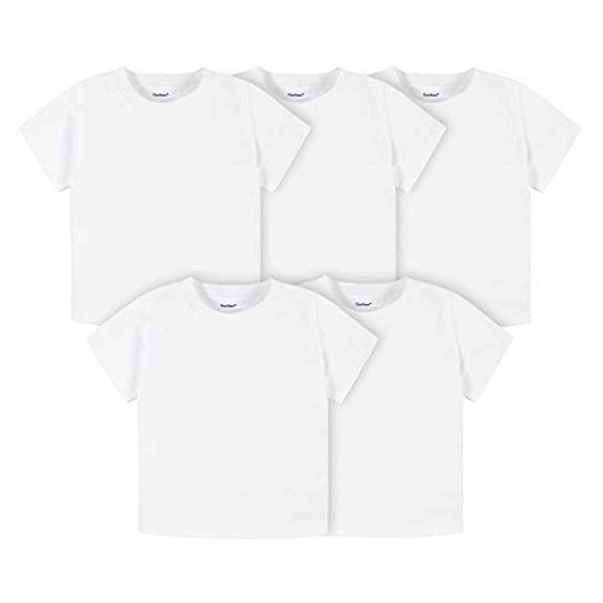 Gerber Baby Toddler 5-Pack Solid Short Sleeve T-Shirts Jersey 160 GSM, White, 3T