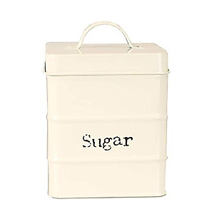 Home Basics Small, Ivory Tin Canister, Sugar