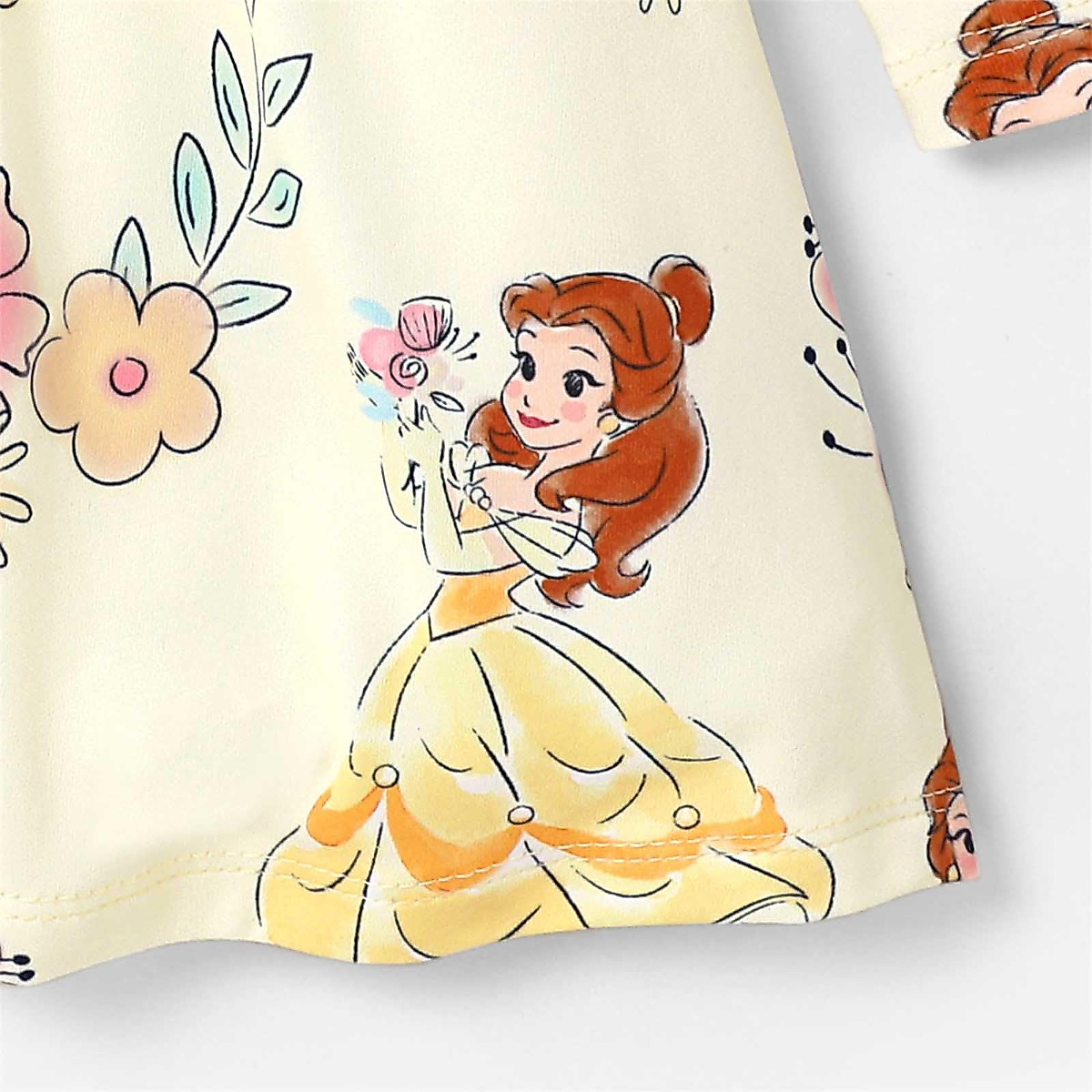 Disney Princess Dresses for Baby Girls Floral Ruffled Long-Sleeve Playwear Dress, Yellow, 6-9 Months