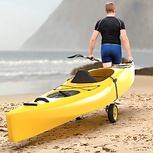 Bonnlo Kayak Car Foldable Aluminum Kayak Trailer with 10'' Solid Tires, Universal Kayak Wheels Kayak Cart Dolly for Kayak, Canoe, Paddle Board, Boat, Float Mats, Jon Boat