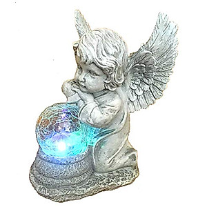 Bo-Toys Solar Powered Angel with Solar Glowing Globe LED Garden Light Decor Color Change