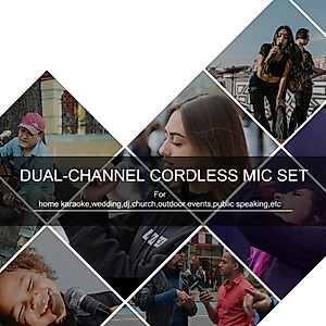 G-MARK Wireless Microphone, GLXD4 Professional Karaoke Microphone Dual UHF Cordless Dynamic Mic System, Frequency Adjustable for Meeting, Party, Church, DJ, Wedding, Home KTV Set, 200ft