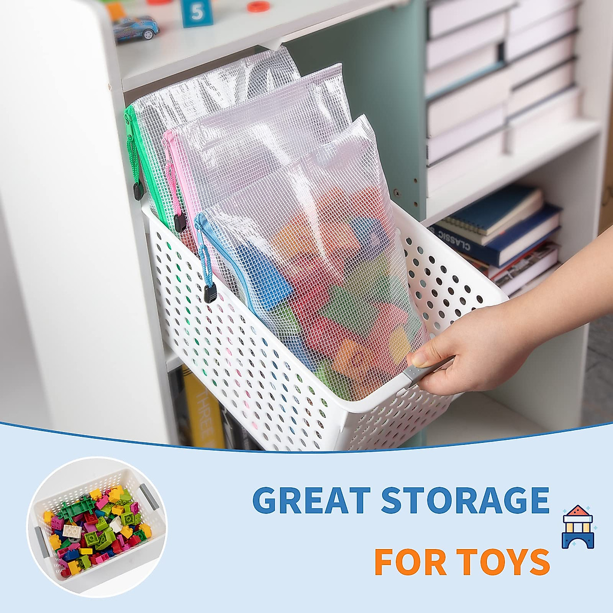 Umriox 16 Pack Large Zipper Bags 16.9x12.4 in, A3 Mesh Zipper Document Pouch for Organizing, Storage Bags with Zipper for Board Game, Puzzles, Sewing Project, Travel Supplies