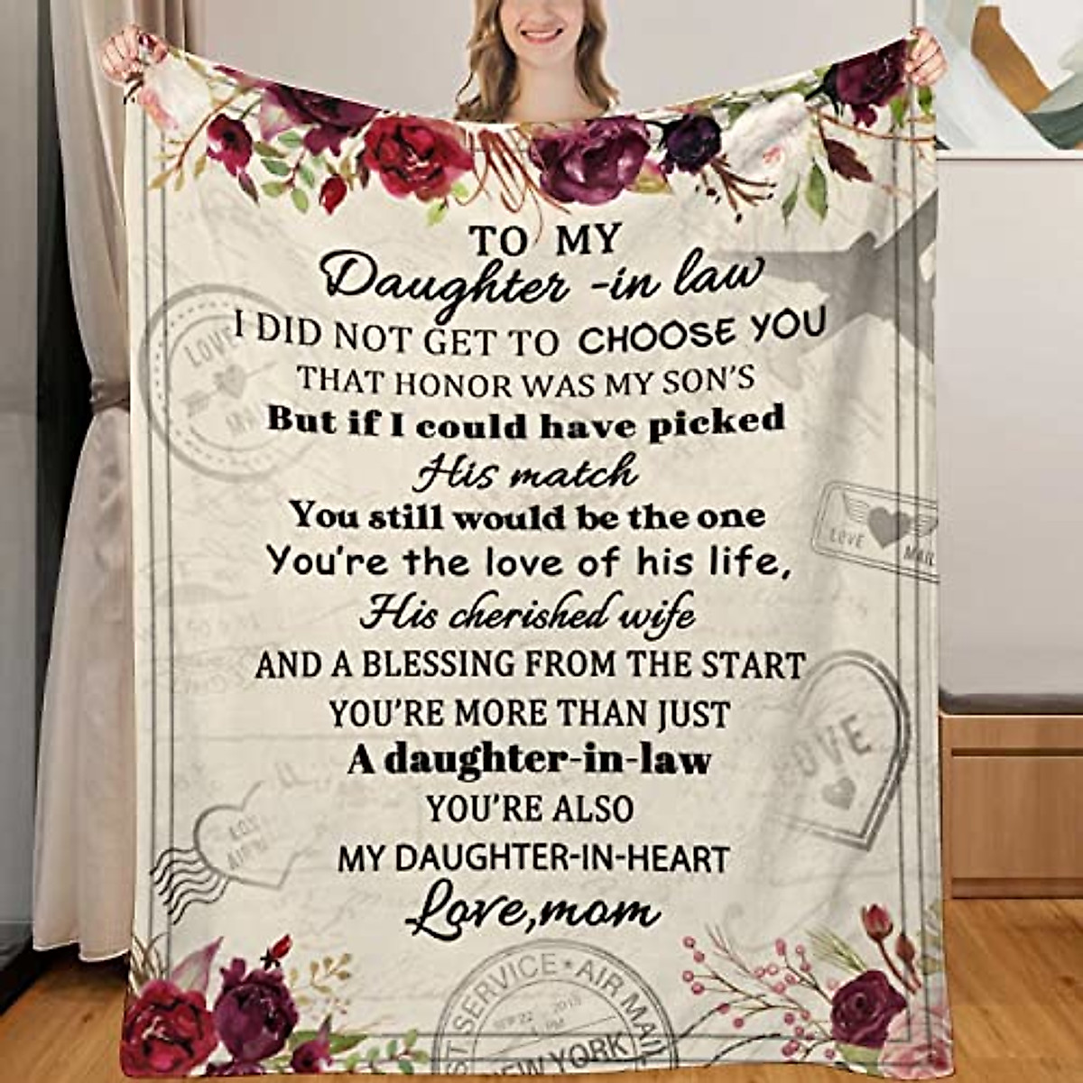 TUCVHOX Daughter in Law Gifts Blanket, Gifts for Daughter in-Law Birthday, Daughter in Law Gifts for Wedding Day, Daughter in Law Birthday Gifts, Present for Women Daughter in Law Throw 60"x50"