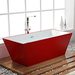 Dowell 072 66" Luxury Contemorary High Grade Acrylic FREE STANDING Bathtub Modern Red