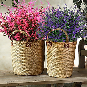 Outdoor Artificial Flower 24 Bundles Fake Flowers Lavender Plants Faux UV Resistant Plastic Greenery Shrubs for Outside Indoor Hanging Plant Garden Porch Window Box Home Farmhouse Decor (Purple 24P)