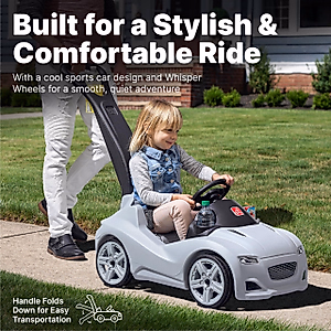 Step2 Whisper Ride Cruiser Kids Push Car, Ride On Car, Seat Belt and Horn, Toddlers 18 - 48 months, Easy Storage, Gray