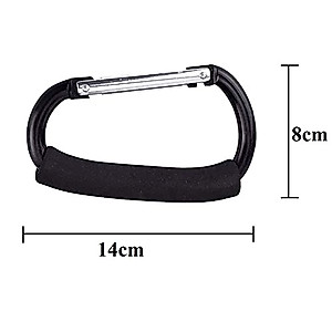 Stroller Hooks by Baby,2 pcs Carabiner Stroller Hook Organizer for Hanging Purses, Diaper Bag, Shopping Bags. Clip Fits Single/Twin Travel Systems, Car Seats and Joggers (Black)